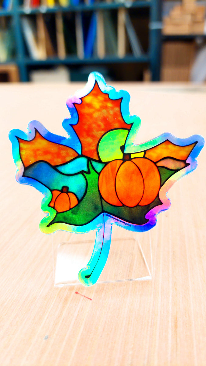 Holo Maple Leaf Scene Sticker – Fulcrum Stained Glass